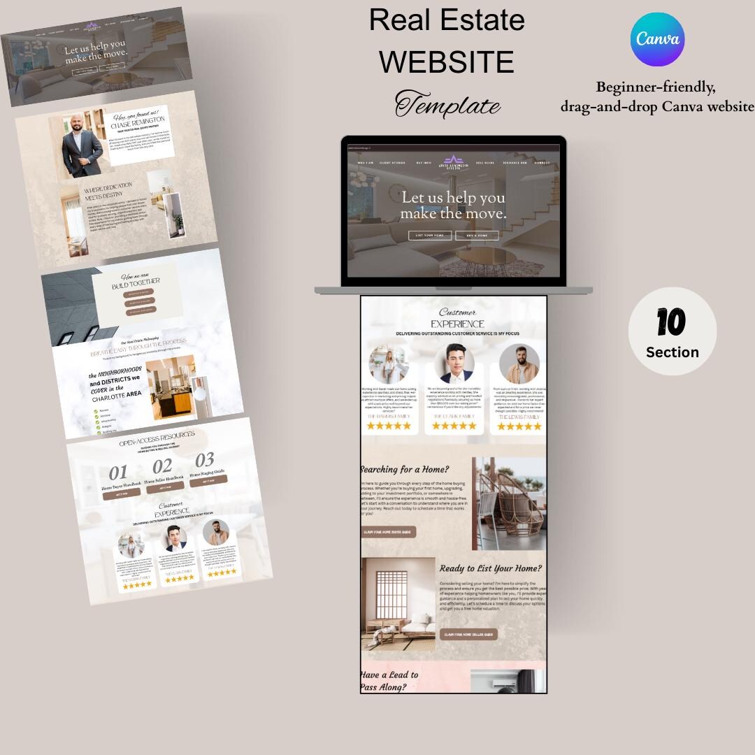 Real Estate Canva Website Template | Real Estate Agent Website Template ...