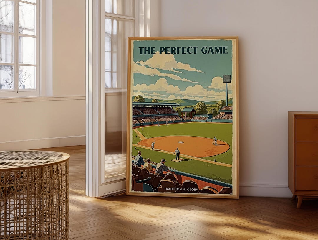 Vintage Baseball Stadium Poster, Retro Sports Art, Classic Game Scene ...