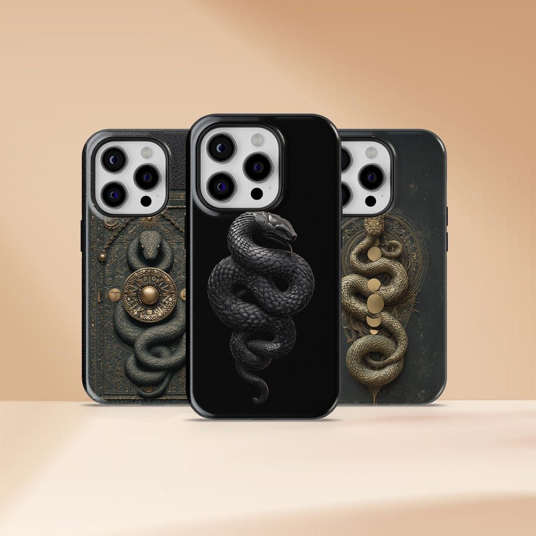 Gothic Esoteric Snake Design Tough Phone Case, Mystical Serpent Pattern ...