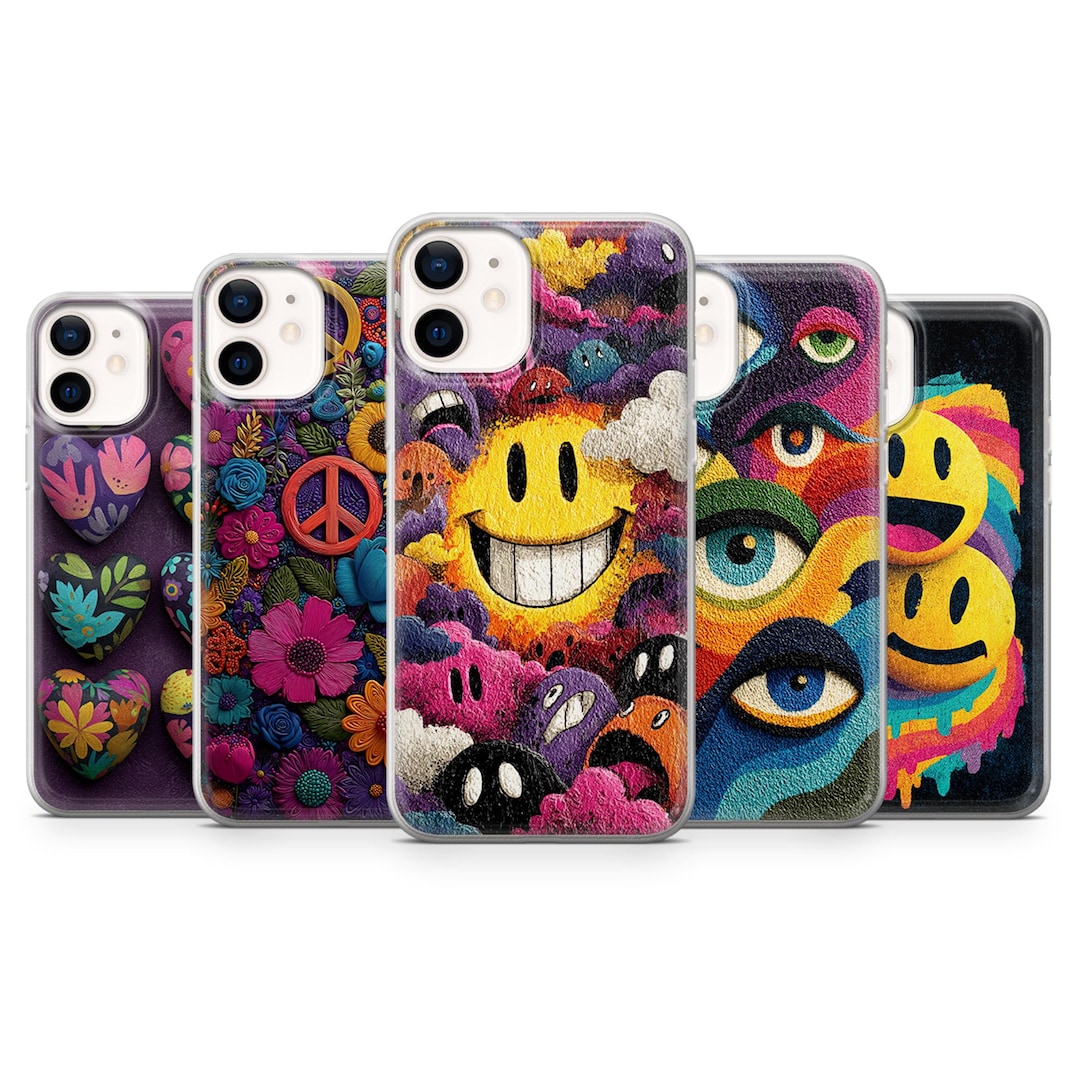 Psychedelic Smiley & Groovy Icons TPU Case for Iphone, Samsung, Pixel ...