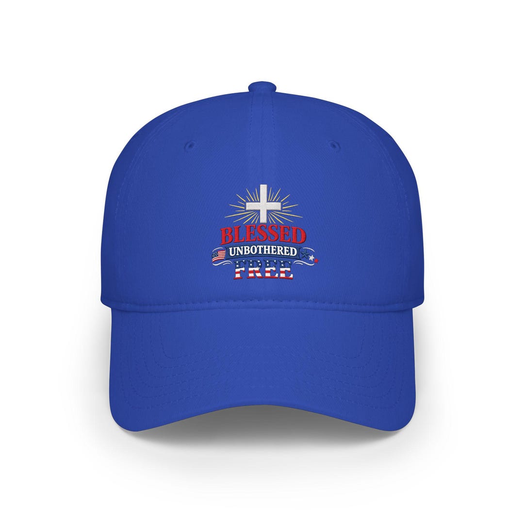 Blessed Unbothered Free Cross Baseball Cap | Christian Hat Patriotic ...