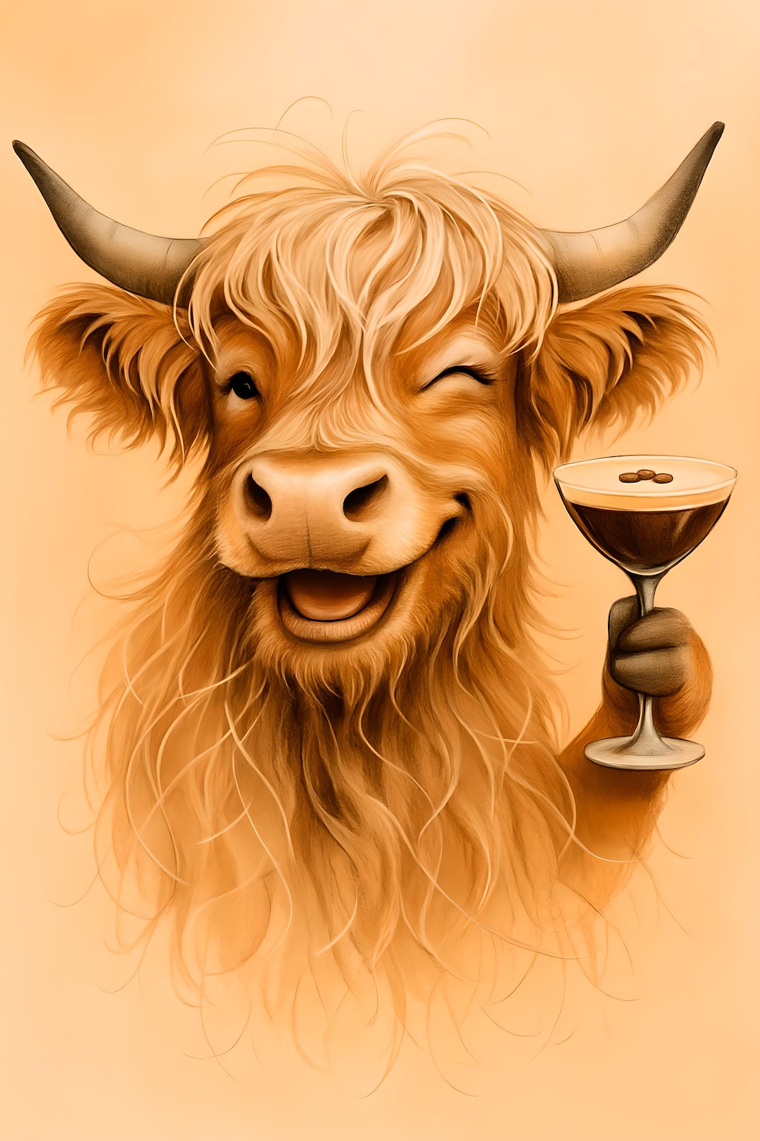 Highland Cow, Espresso Martini Digital Download, Wall Art, Art Print ...