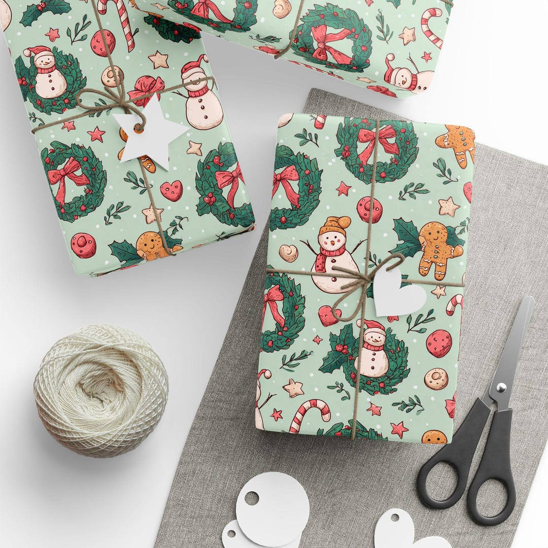 Kids Fun Holiday Wrapping Paper, Christmas Gift Wrap, Festive Party ...