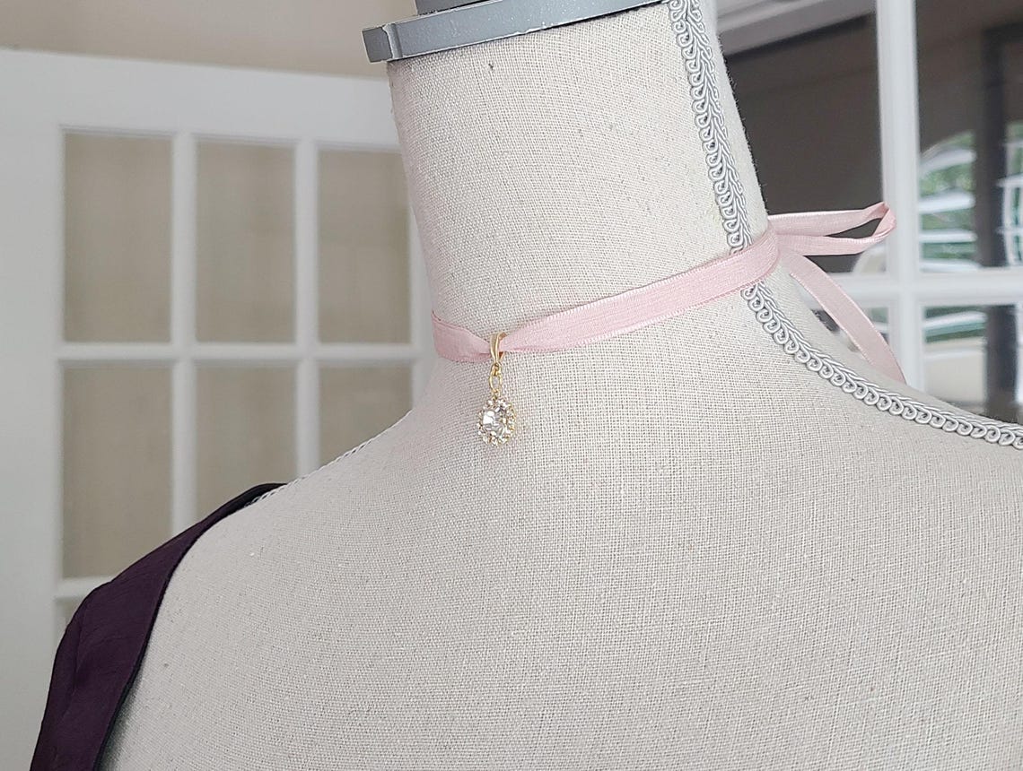 Pink Rhinestone Halo Choker: Bridgerton Regency Style, 14k Gold Plated ...