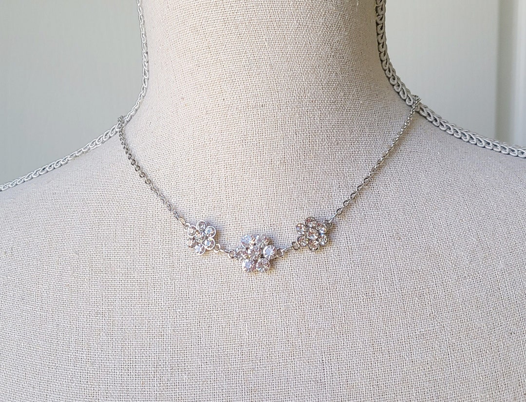 Rhinestone Flower Necklace Bridgerton Inspired Regency Jewelry 19th ...