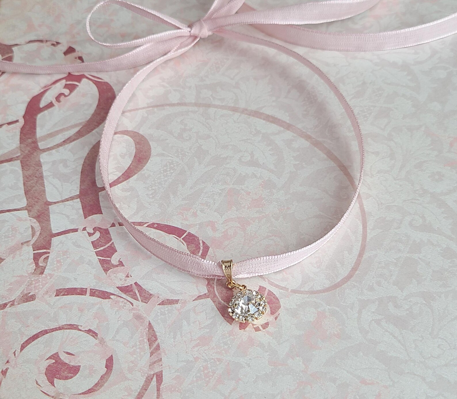 Pink Rhinestone Halo Choker: Bridgerton Regency Style, 14k Gold Plated ...