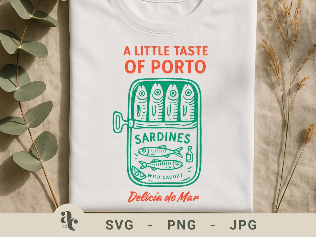 Porto Sardines SVG PNG, Vintage Fish Can Clipart, Portuguese Wild ...