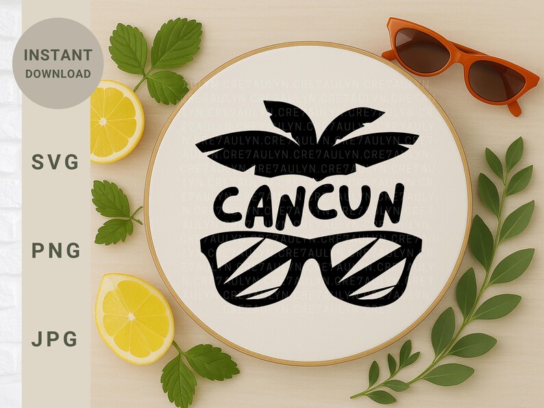 Cancun SVG PNG, Mexico Sunglasses Clipart, Tropical Palm Tree Summer ...
