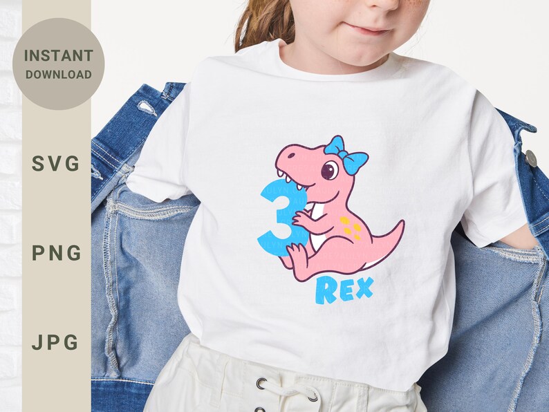 3 Rex Girl Dinosaur SVG | Three Rex SVG | Girl 3rd Birthday Svg | T Rex ...