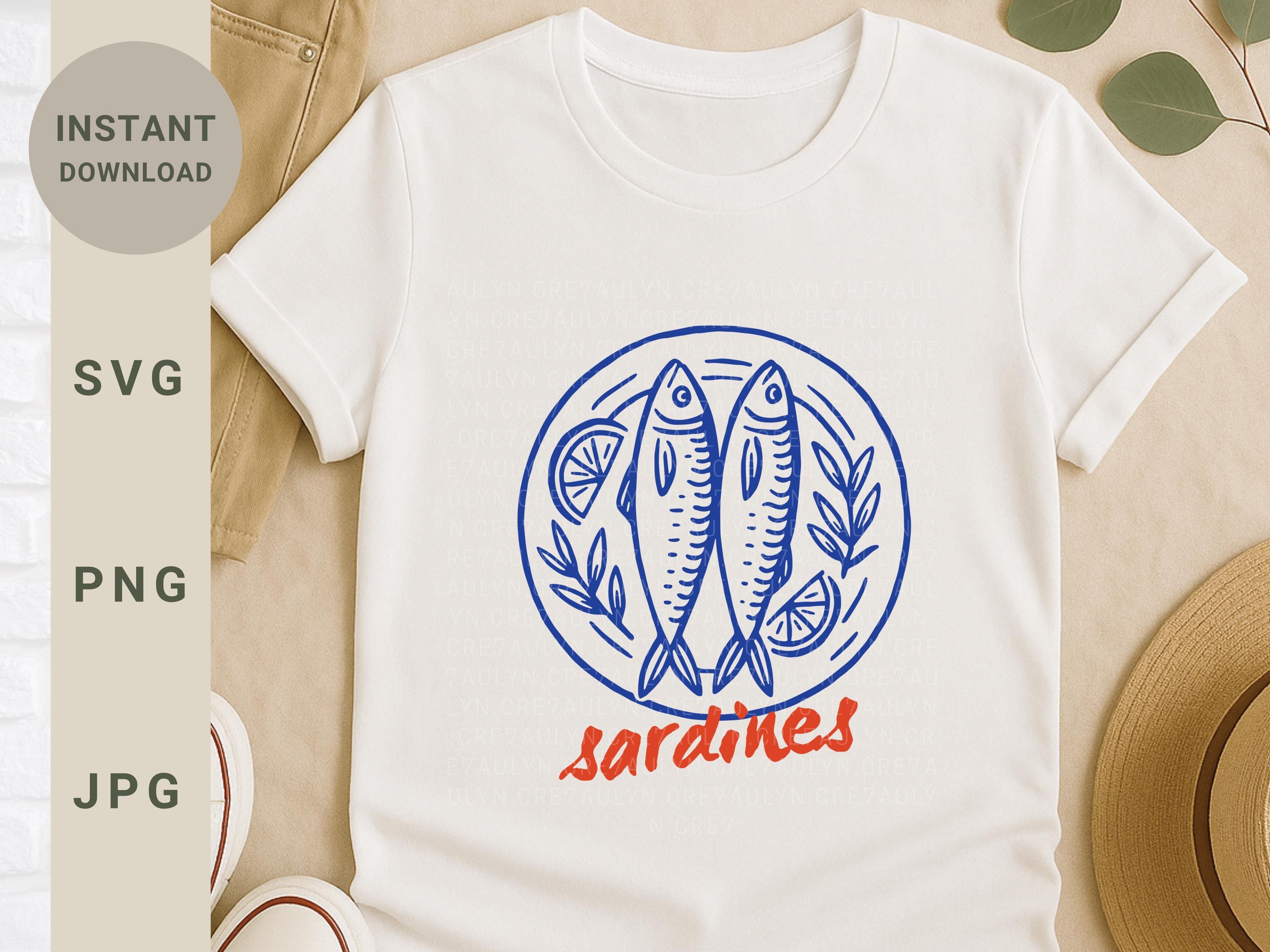 Sardines Plate SVG – Vintage Fish Clipart for Kitchen Decor, Italian ...