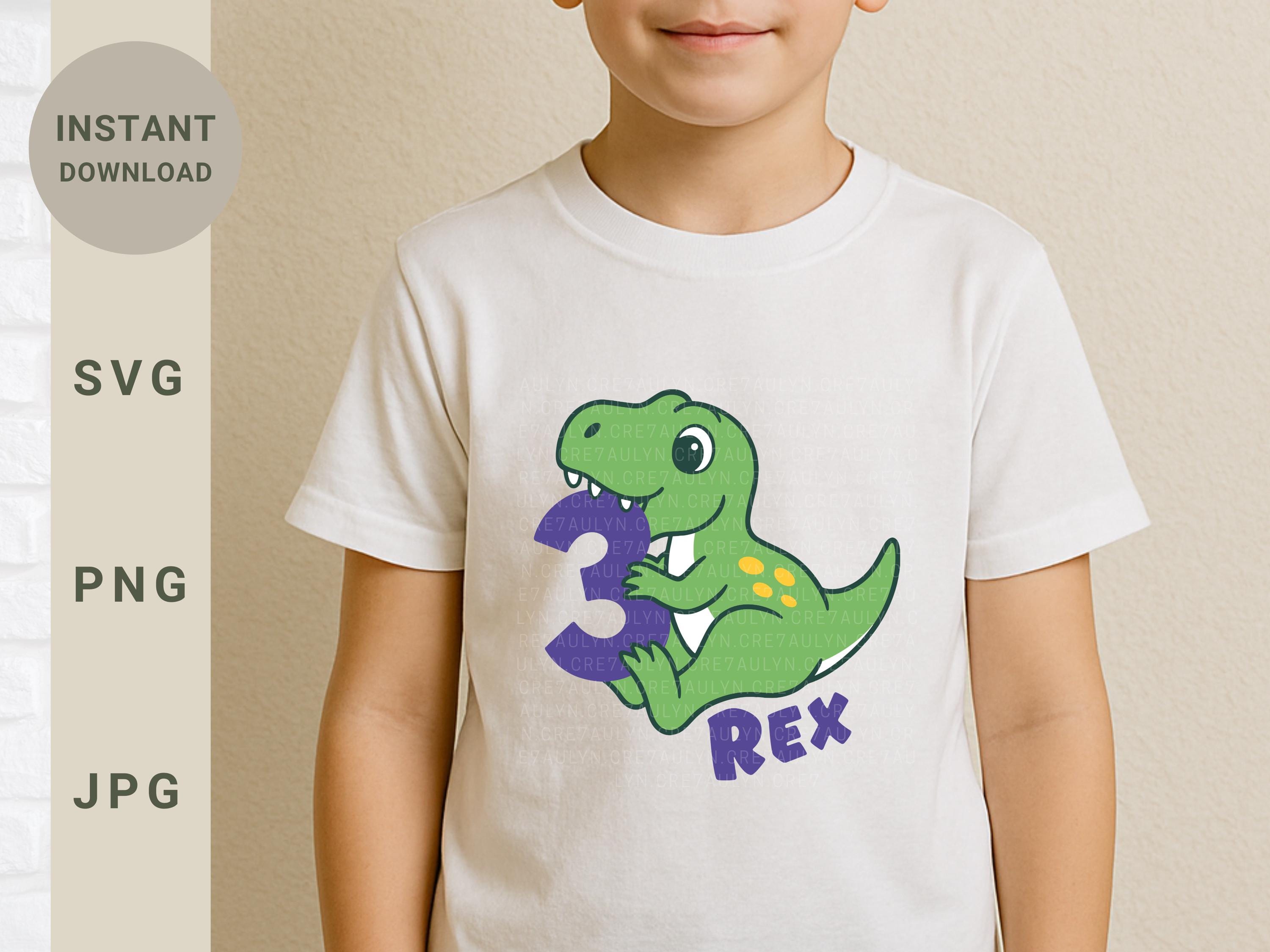 Three Rex Dinosaur 3rd Birthday SVG | Cute T-rex (digital Download) - Etsy