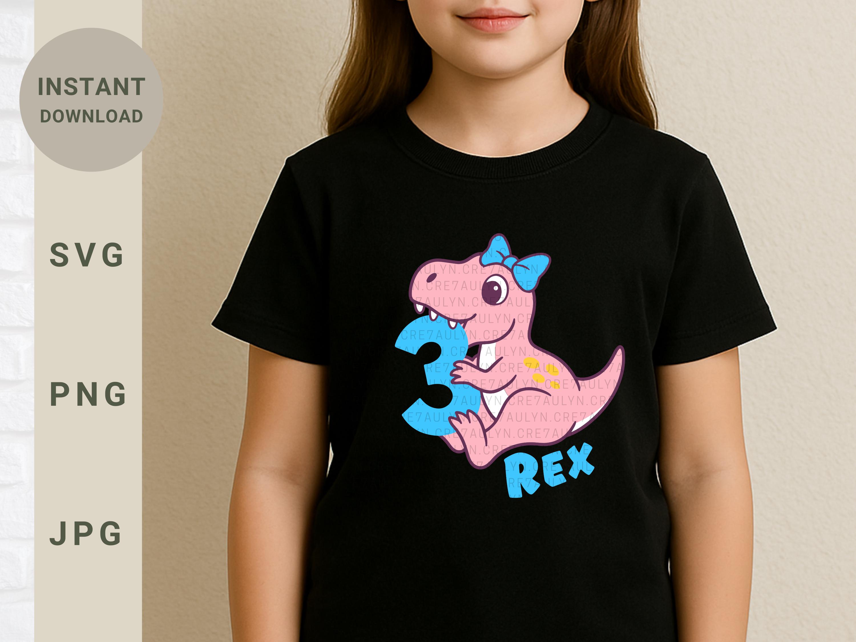 3 Rex Girl Dinosaur SVG | Three Rex SVG | Girl 3rd Birthday Svg | T Rex ...