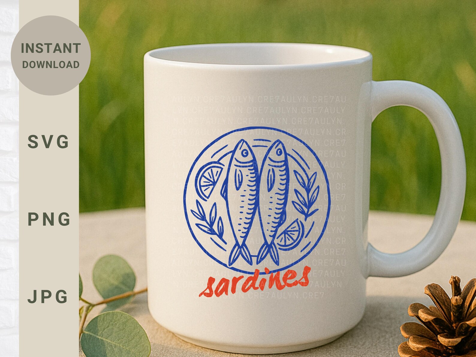Sardines Plate SVG – Vintage Fish Clipart for Kitchen Decor, Italian ...