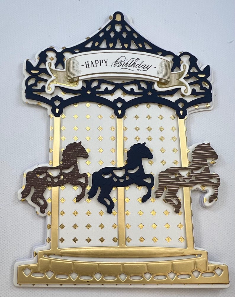 Carousel Merry-go-round Greeting Card. Multiple Sentiments to Choose ...