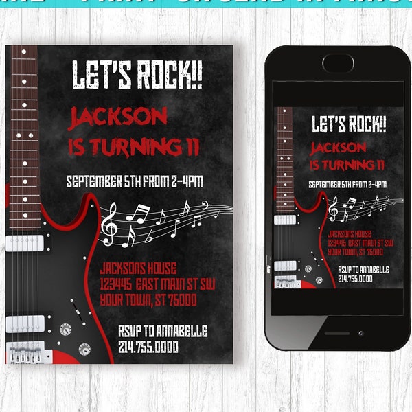 Rock N Roll Invite - Etsy