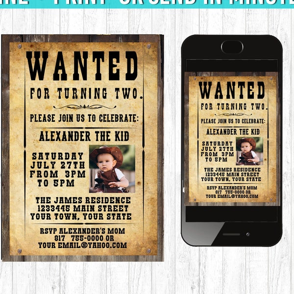 Western Wanted Invitation - Etsy