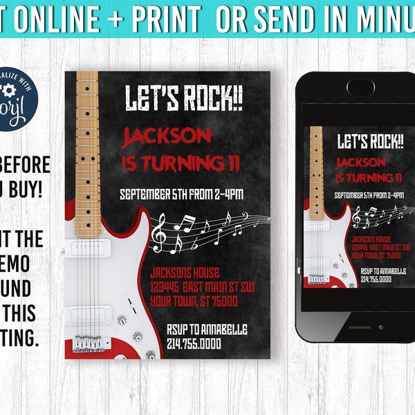 Rock Star Invitation - Etsy