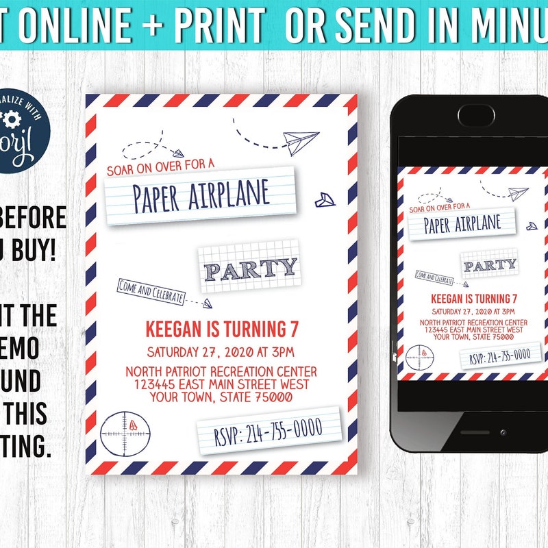 Airplane Invitation - Etsy