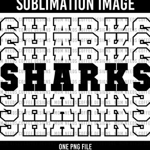 Sharks PNG Transfer Mascot Digital Download PNG Stacked School - Etsy