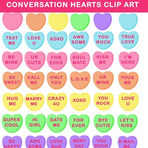Valentines Clip Art - 42 Conversation Hearts Clip Art - Candy Hearts ...