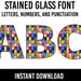 Stained Glass Alphabet 78 Letters Mosaic ABC PNG Font Stained Glass ...