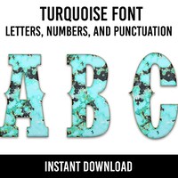 Turquoise Cow Print Alphabet Letters: Western Sublimate Download (PNG ...