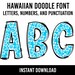 Hawaiian Alphabet Tropical Doodle Font Letters Summer Numbers PNG Font ...
