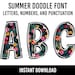 Summer Alphabet Doodle Font Letters Hawaiian Numbers PNG Tropical ...