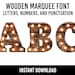 Marquee Font Wood Letters 52 Wooden Alphabet Western Alphabet Marquee ...