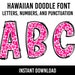 Hawaiian Alphabet Tropical Doodle Font Letters Summer Numbers PNG Font ...