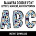 Talavera Alphabet Doodle Font Letters Mexican Tile Numbers Azulejo ...