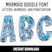 Mermaid Alphabet Doodle Font Letters Mermaid Numbers PNG Font Ocean ...