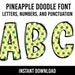Pineapple Alphabet Doodle Font Summer Letters Hawaiian Numbers PNG Font ...