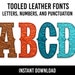 Tooled Leather Alphabets Doodle Font Letters Western Numbers PNG Font ...