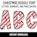 Christmas Alphabet Candy Cane Doodle Font Snowflake Fonts Holiday ...