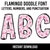 Flamingo Alphabet Doodle Font Letters Tropical Numbers PNG Font ...