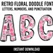 Retro Flower Alphabet Doodle Font Letters Floral Numbers PNG Font ...