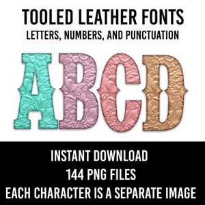 Tooled Leather Alphabets Doodle Font Letters Western Numbers PNG Font ...