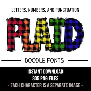Plaid Alphabet Doodle Font Letters Buffalo Plaid Print Numbers PNG ...