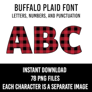 Red Buffalo Plaid Alphabet 26 Flannel Letters Buffalo Plaid Numbers PNG ...