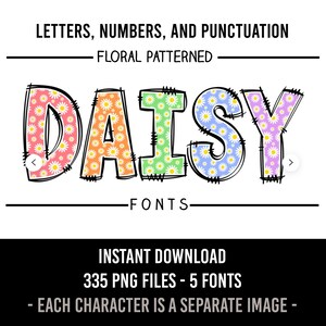 Daisy Alphabet Doodle Font Letters Floral Numbers PNG Daisy Flower ...