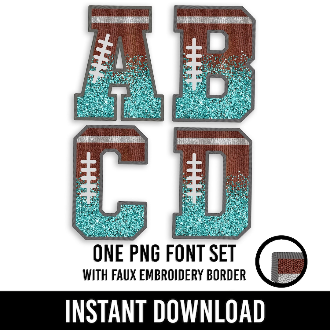 FOOTBALL FONT, Sports Alphabet, Football PNG, Varsity Letters, Academic ...