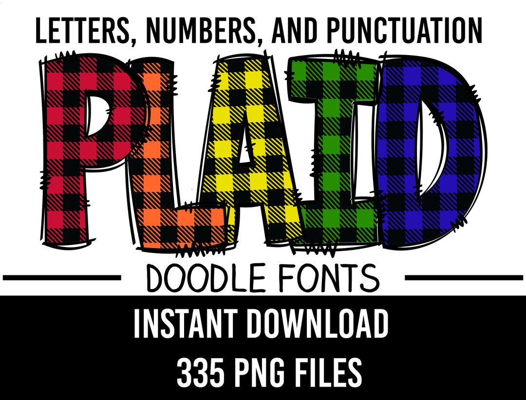 Plaid Alphabet Doodle Font Letters Buffalo Plaid Print Numbers - Etsy