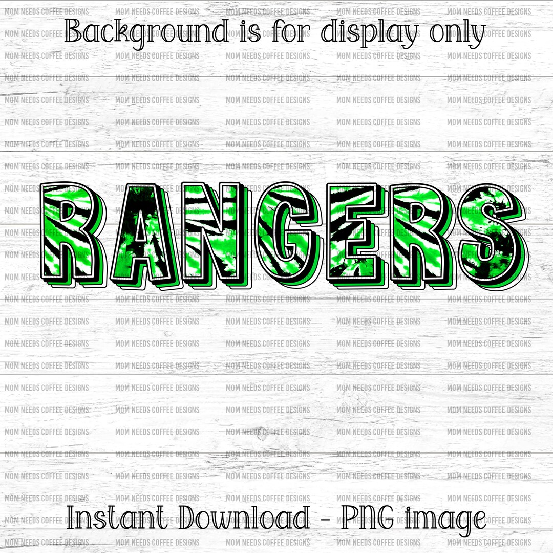 Rangers PNG Transfer Mascot Digital Download PNG, Tie-dye, Green and ...