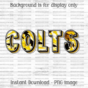 Colts PNG Transfer Mascot Digital Download PNG, Tie-dye, Yellow and ...