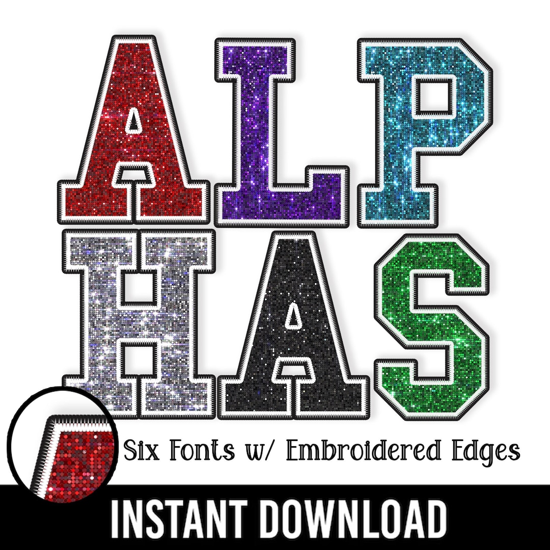 Glitter Font PNG Alphabets, 6 Pack Bundle, Academic Letters, Faux ...