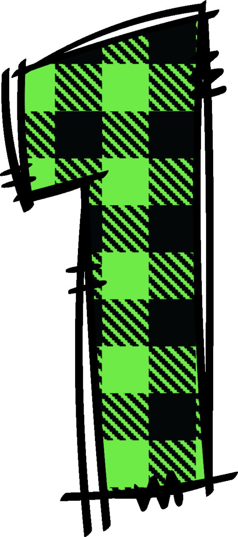 Neon Green Plaid Print Alphabet Doodle Font Letters Buffalo Plaid Print ...