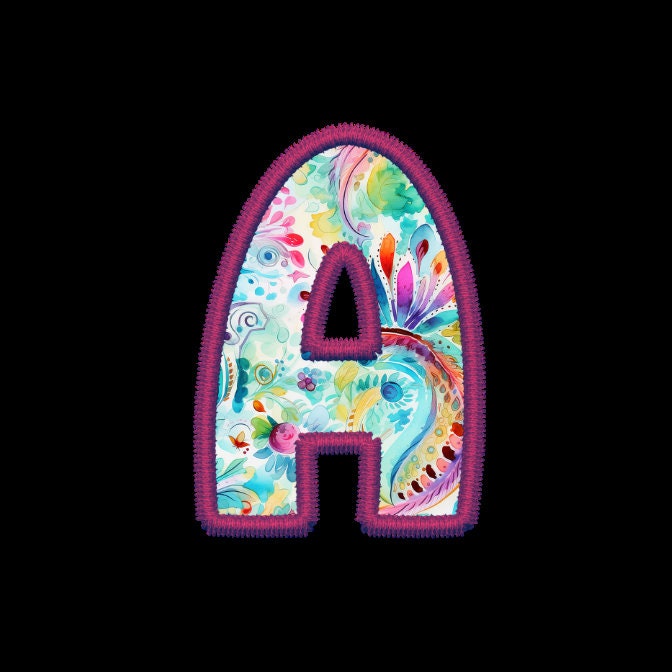 Digital Floral PNG Alphabets, 6 Pack Bundle, Faux Embroidery, Flower ...