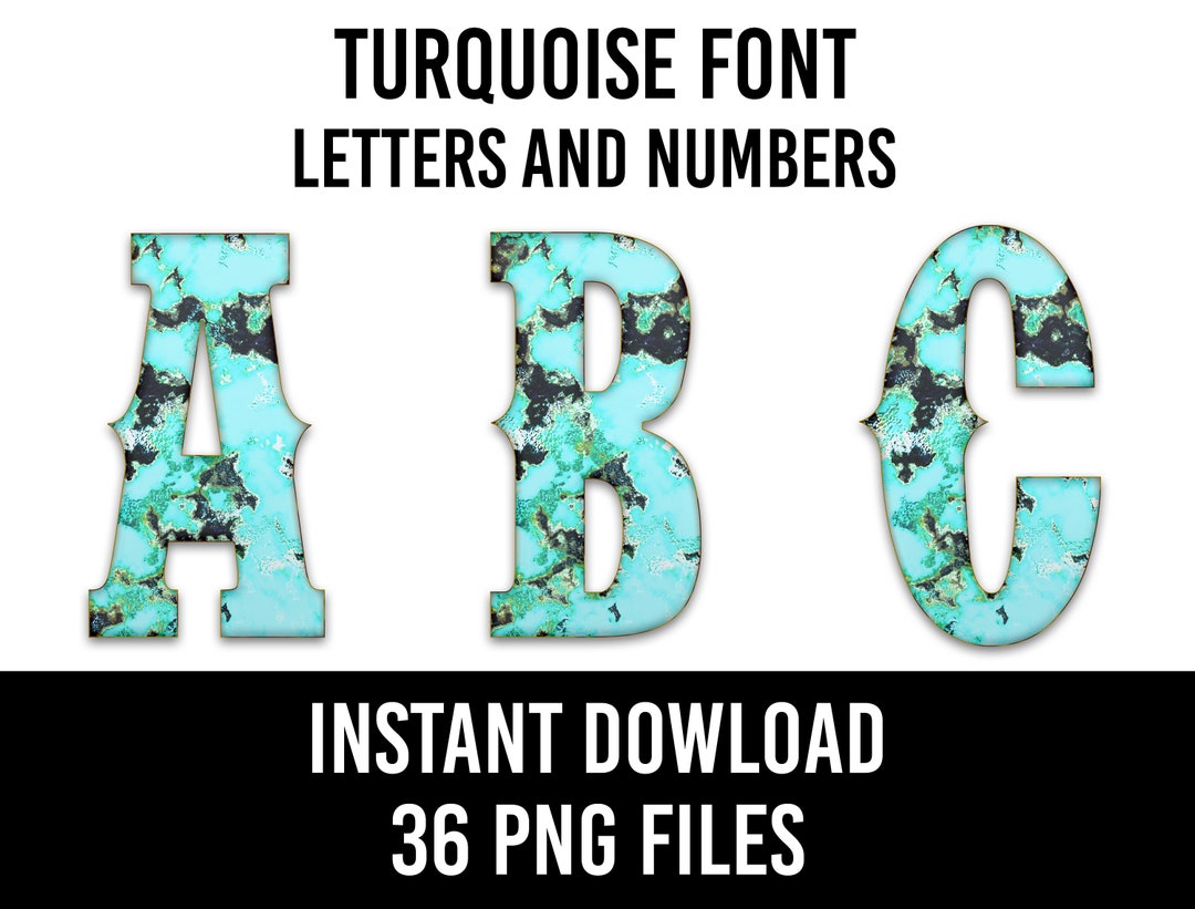 Turquoise Alphabet 26 Letters PNG File Turquoise Turquoise - Etsy
