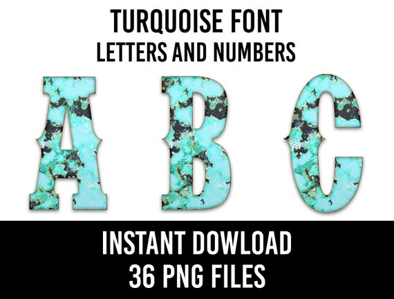 Turquoise Alphabet 26 Letters PNG File Turquoise Turquoise - Etsy